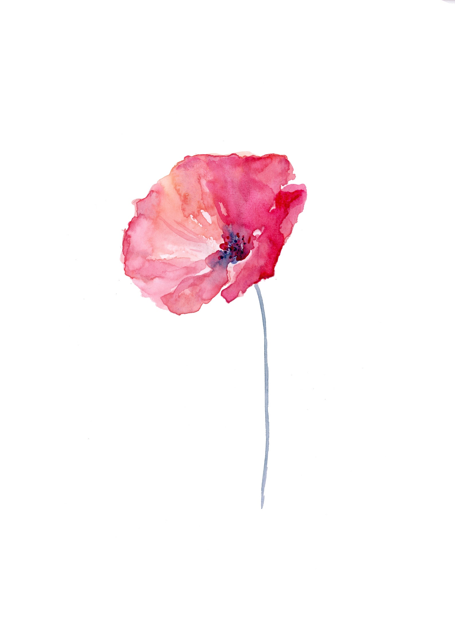 Pink Poppy Flower Print Printable Minimalist Wall Art - Etsy