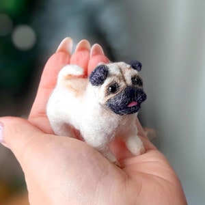 Needle Felted PUG Dollhouse Miniatures Animals Miniature Dog Needle ...