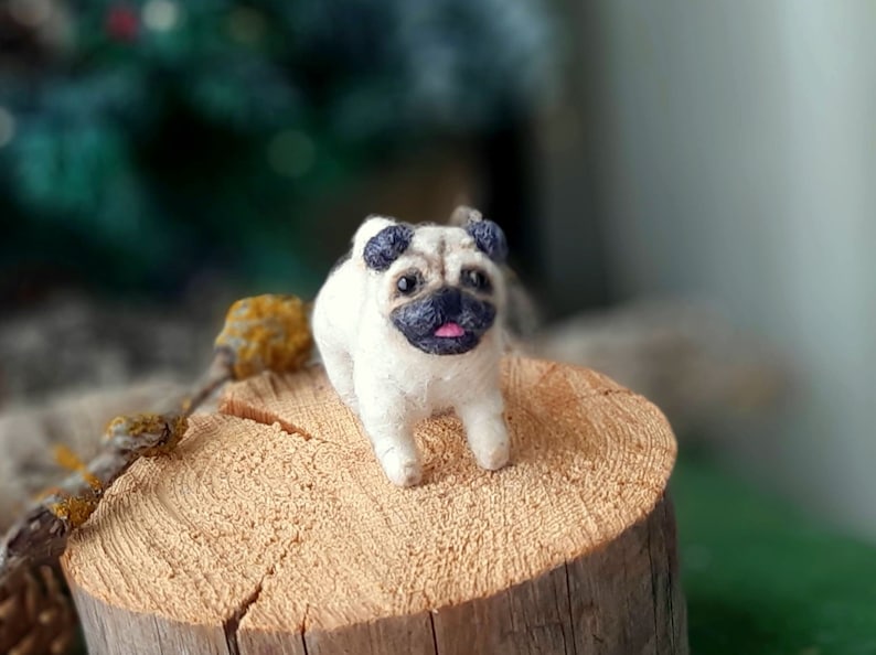 Needle Felted PUG Dollhouse Miniatures Animals Miniature Dog Needle ...