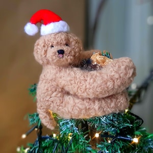 Christmas Tree Topper DOG Tree Topper POODLE Puppy Ornaments Needle ...
