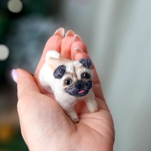 Needle Felted PUG Dollhouse Miniatures Animals Miniature Dog Needle ...