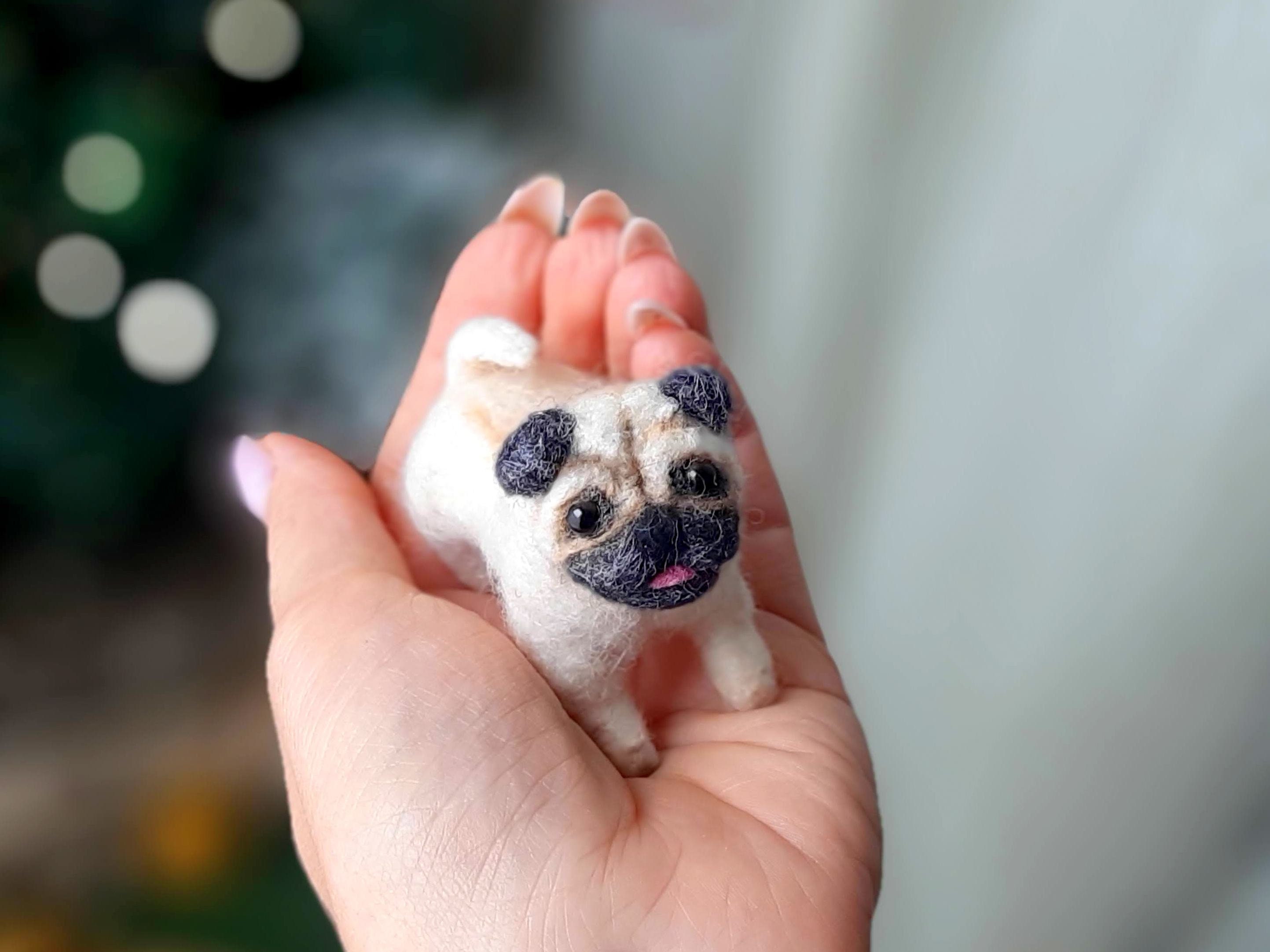 Needle Felted PUG Dollhouse Miniatures Animals Miniature Dog Needle ...