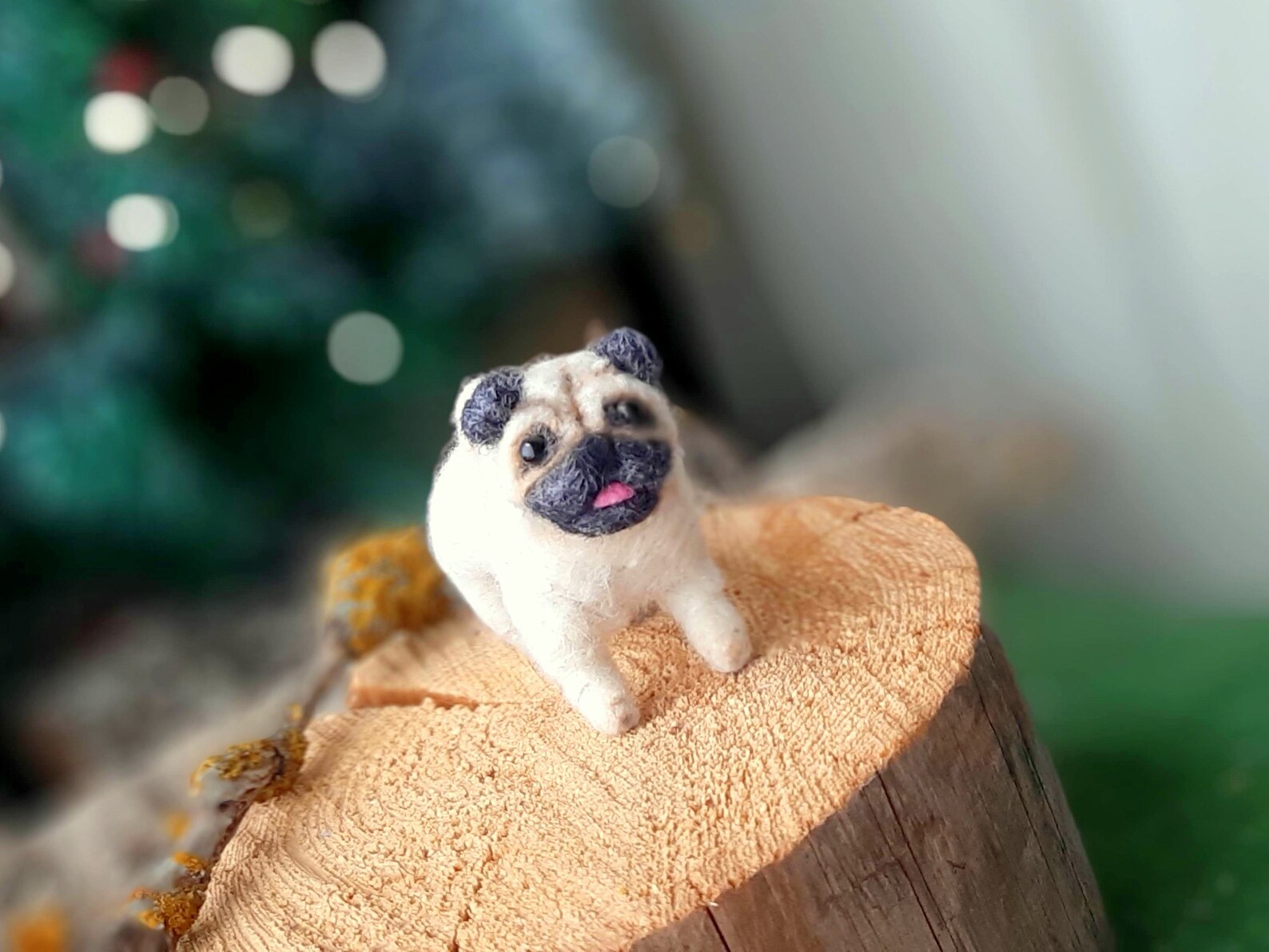 Needle Felted PUG Dollhouse Miniatures Animals Miniature Dog Needle ...