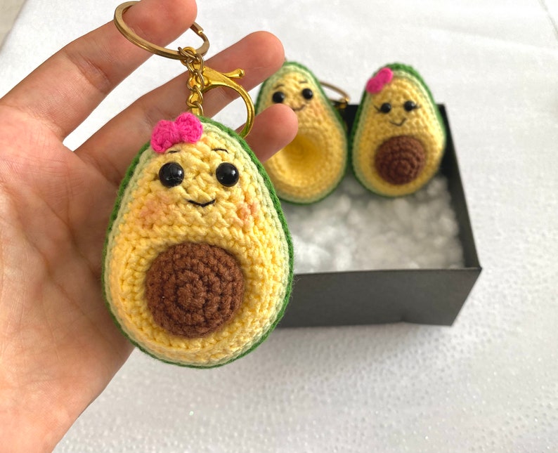 Crochet Avocado Keychain Amigurumi Avocado Keyring Avocado - Etsy