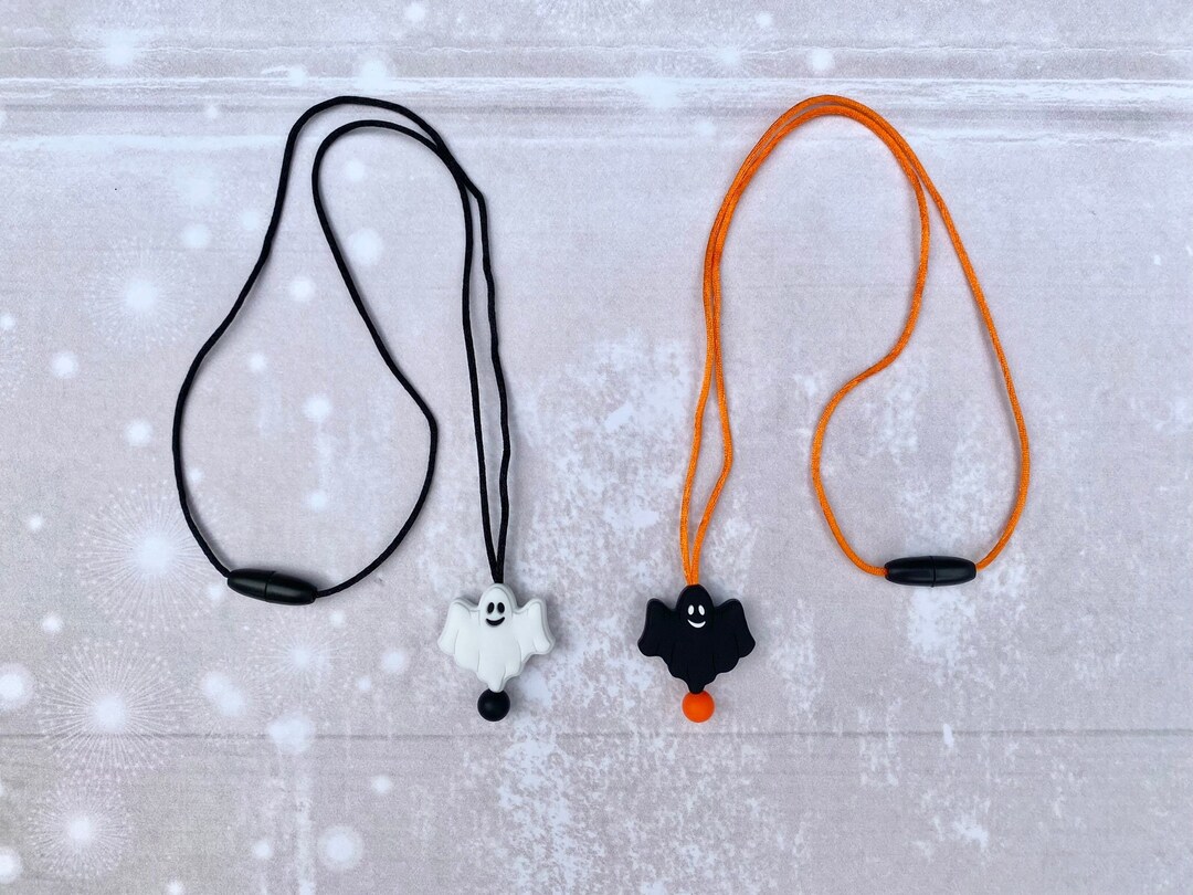 Fidget Necklace, Ghost, Stim Toy, Halloween Necklace, Goth Jewelry ...
