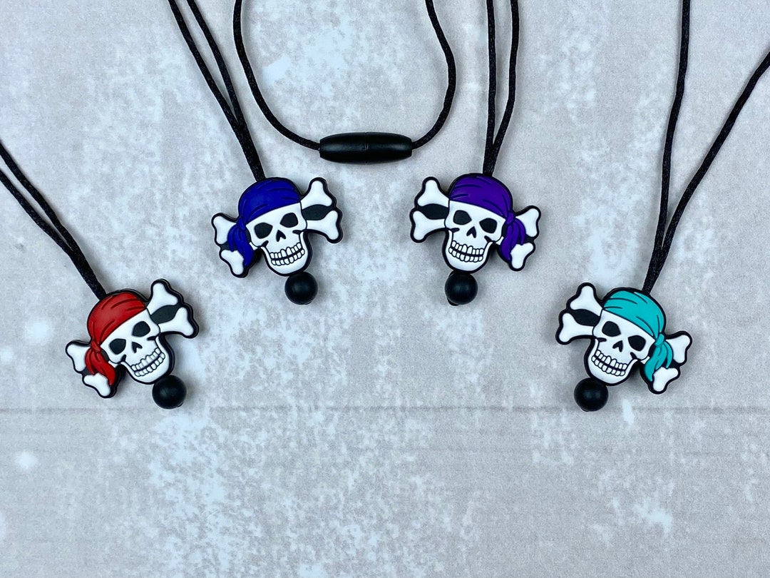 Skull Necklace, Pirate, Halloween Gift, Stimm Toy, Goth Jewelry, Adult ...