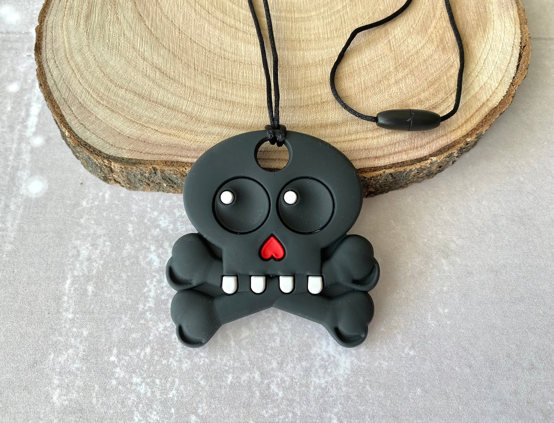 Skull Necklace, Chewlery, Adult Fidget Toys, Chew Necklace, Fidgets ...