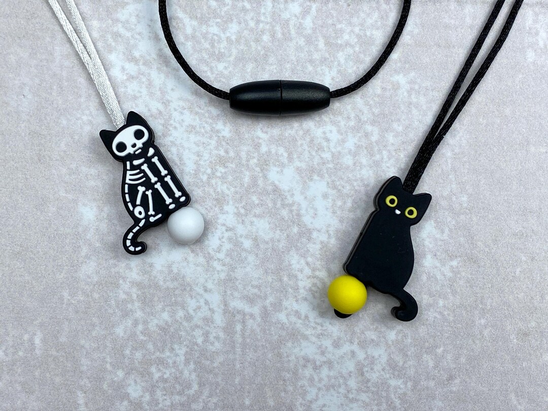 Fidget Necklace, Black Cat, Stim Toy, Fidgets, Stim Jewelry, Silicone ...