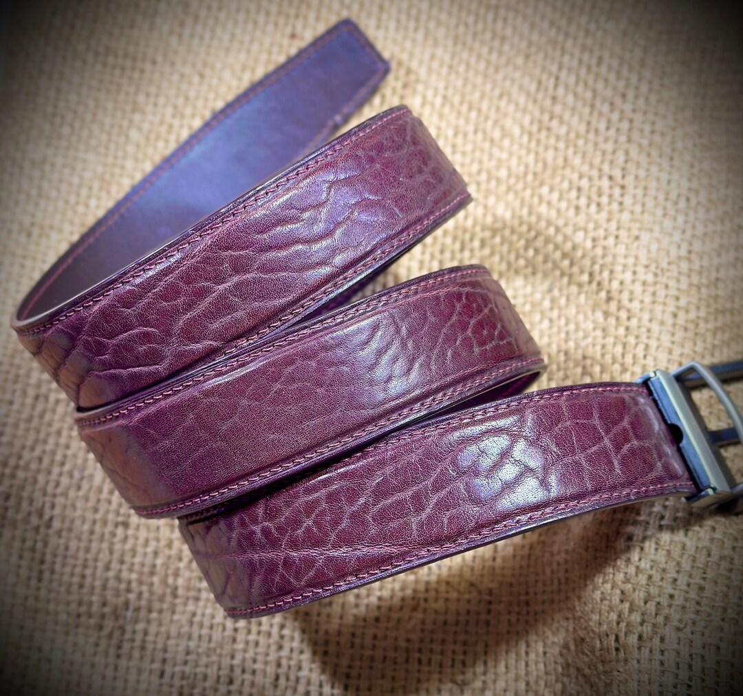 Hand-stitched Horween Montana Bison Leather Belt, Men Belt, Leather ...