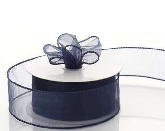 Navy Blue Wired Ribbon - Etsy