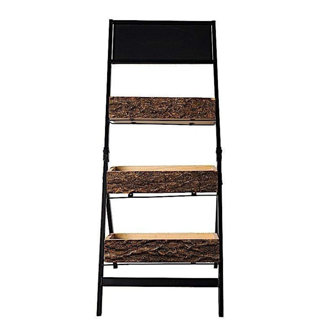 Black and Brown 3 Tier Metal Stand With Natural Wood Planter - Etsy