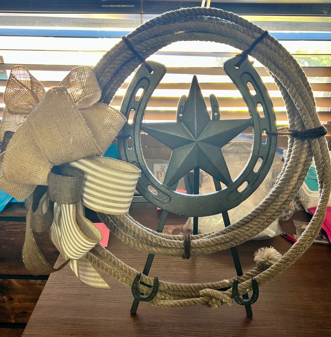 Barn Lasso Rope Wreath. Farmhouse Front Door Wreath. Cowboy Wreath for ...