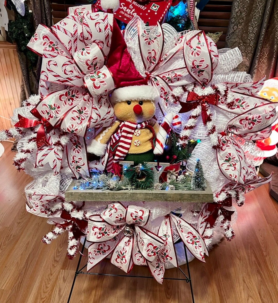 Gingerbread Wreath With Lights and Embellishments for Your Front Door ...