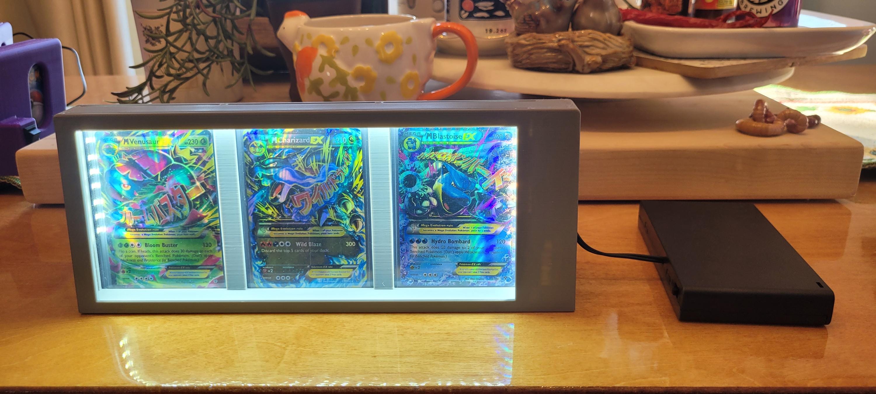 3 Card Display Case LED Illuminated Light Box (12v Wall Adapter ...