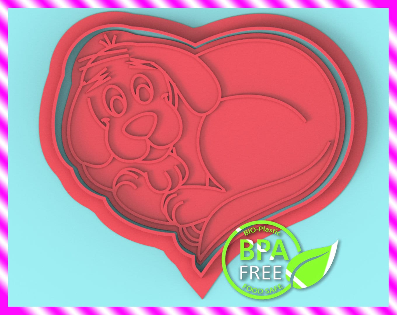 Clifford the Big Red Dog Heart Cookie Cutter With Stamp Food - Etsy