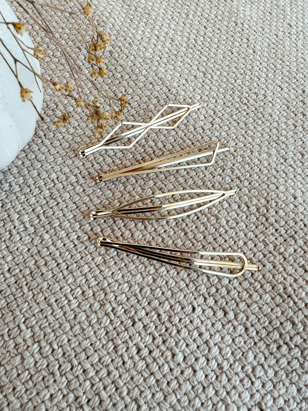 Liv Gold Geometric Bobby Pins Set of 4 Geometric Bobby Pin Set-hair ...