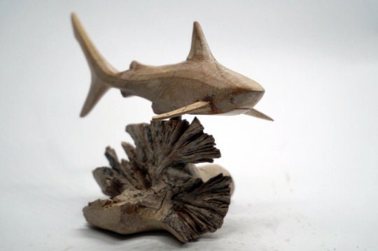 Shark Sculpture, Shark Wood Carving, Shark Parasit, Home Decor, Wooden ...