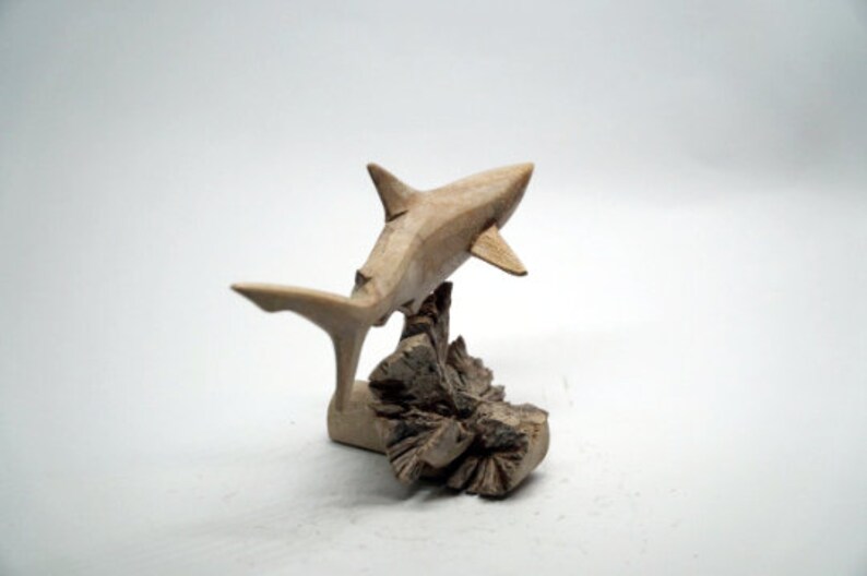 Shark Sculpture, Shark Wood Carving, Shark Parasit, Home Decor, Wooden ...