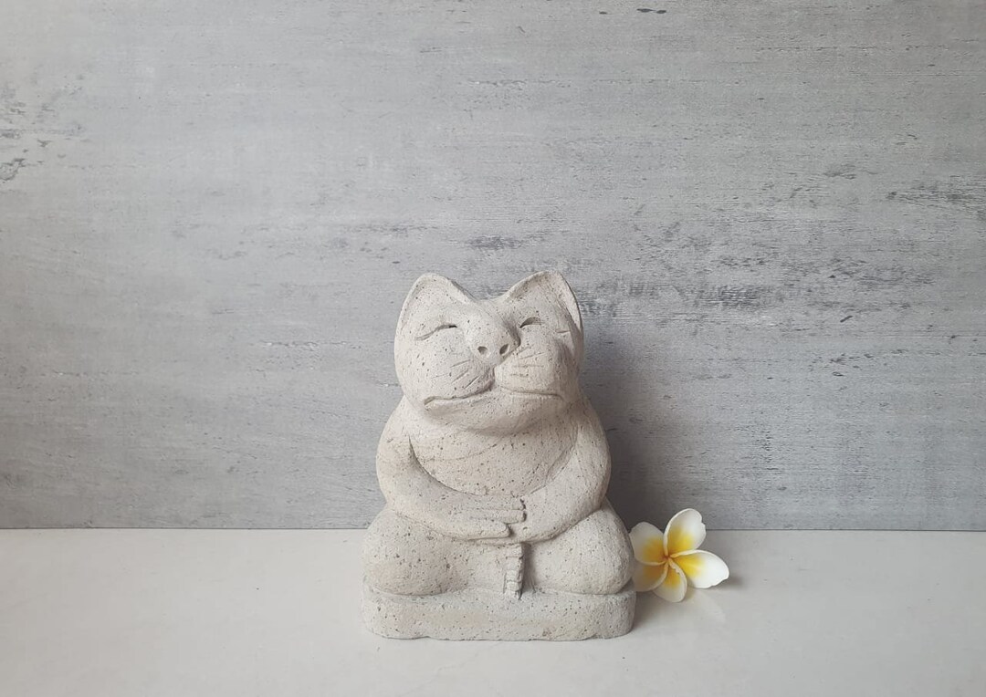 Meditating Cat, Cat Stone, Cat Figurine, Yoga Animals, Meditation Decor ...