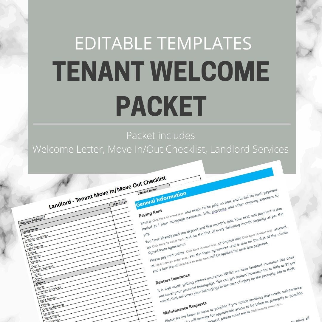 Tenant Welcome Packet Editable Landlord Templates - Etsy 日本