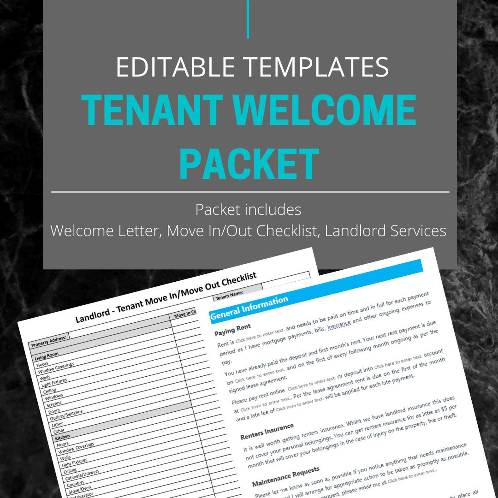 Tenant Welcome Packet Editable Landlord Templates | Etsy