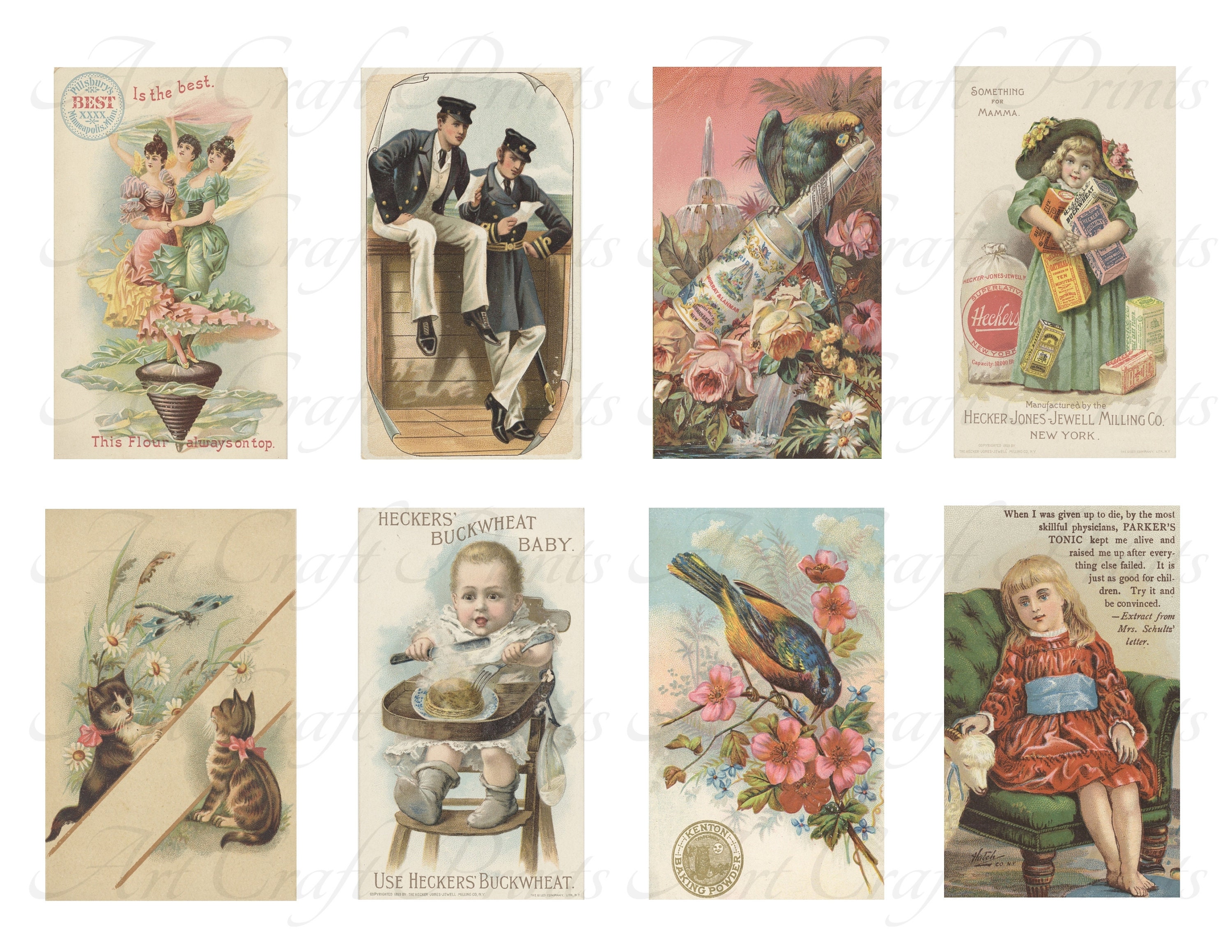 40 EPHEMERA CARDS SET 1 Digital Collage Sheets Ephemera - Etsy