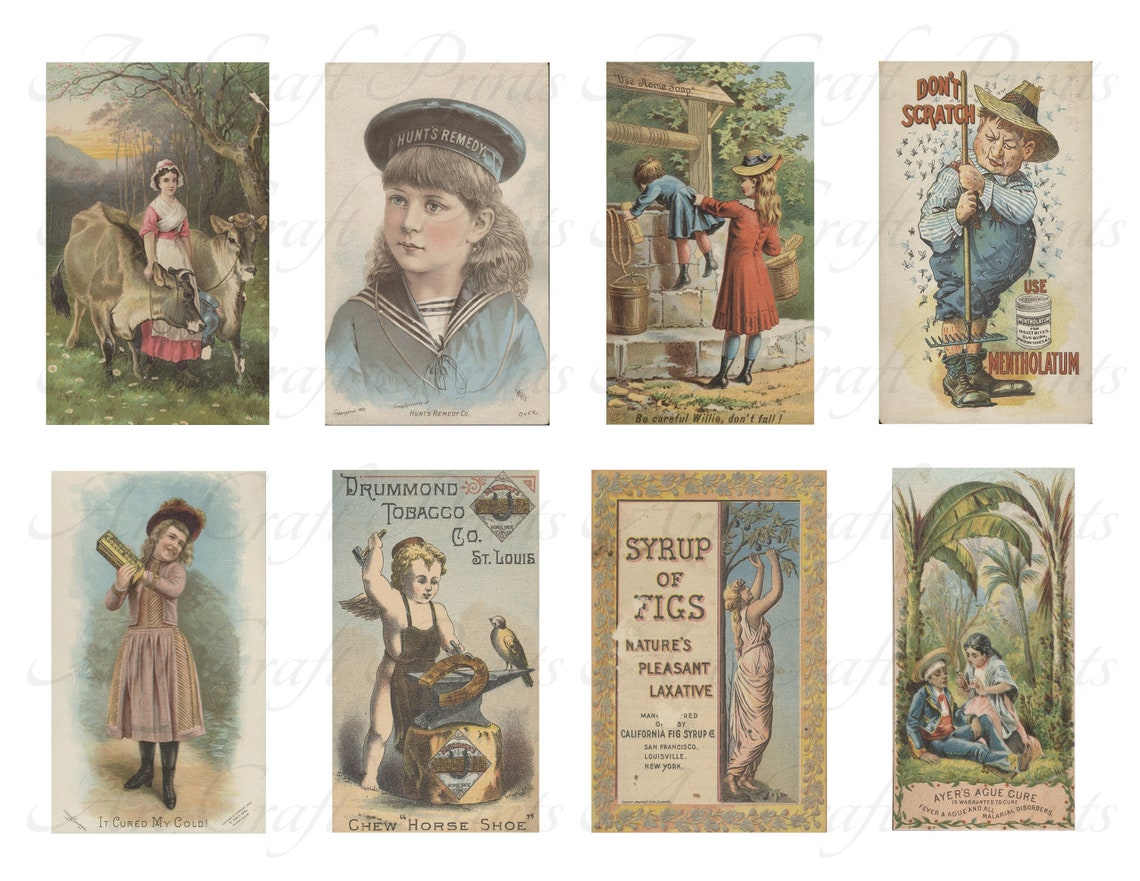 40 EPHEMERA CARDS SET #1 - Digital Collage Sheets Ephemera, Vintage ...