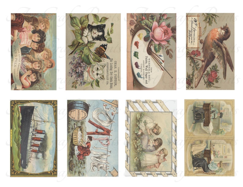40 EPHEMERA CARDS SET 3 Digital Collage Sheets Ephemera - Etsy