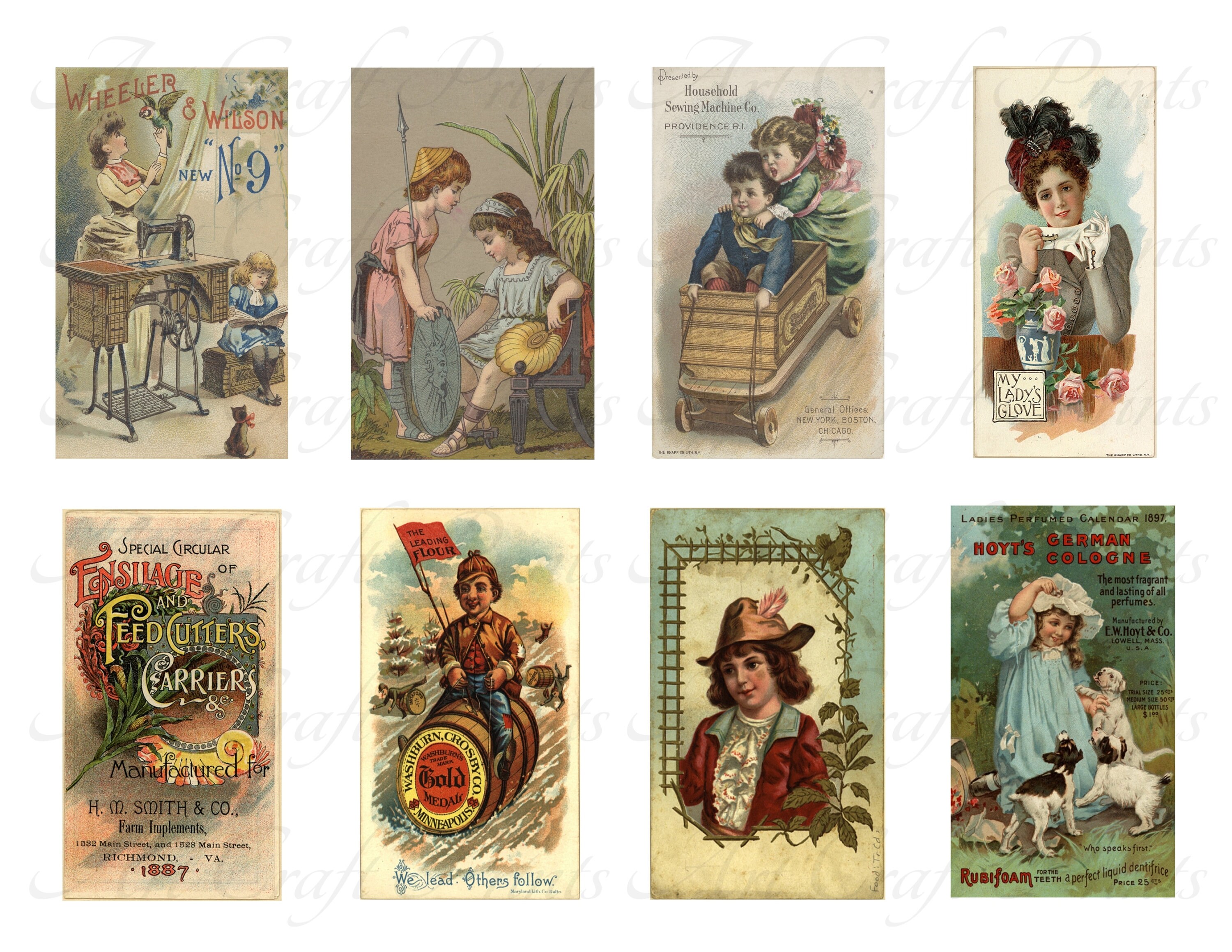 40 EPHEMERA CARDS SET #2 - Digital Collage Sheets Ephemera, Vintage ...