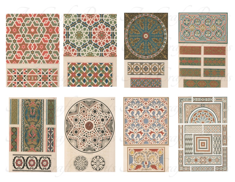 40 ART NOUVEAU Textures SET 2 Digital Collage Sheets Textures, Vintage ...