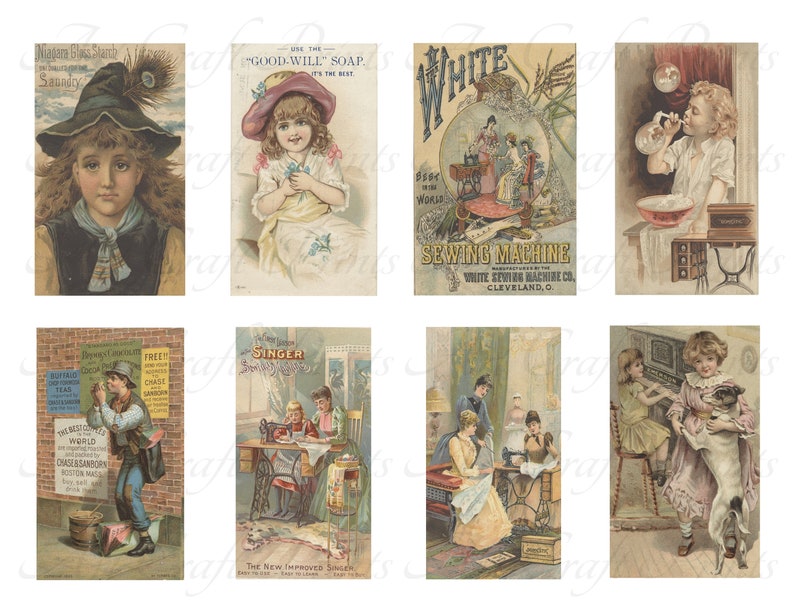 40 EPHEMERA CARDS SET #2 - Digital Collage Sheets Ephemera, Vintage ...