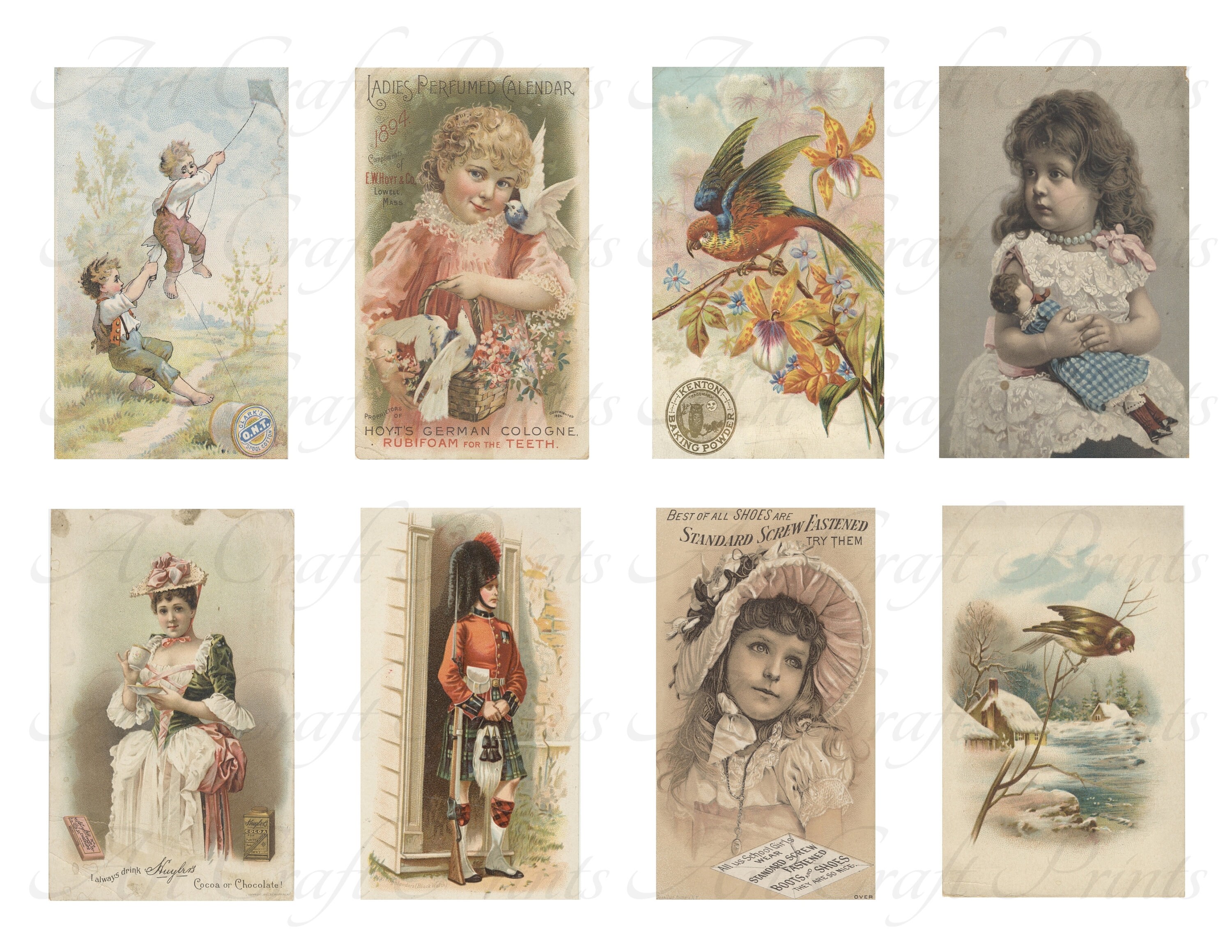 40 EPHEMERA CARDS SET 1 Digital Collage Sheets Ephemera - Etsy