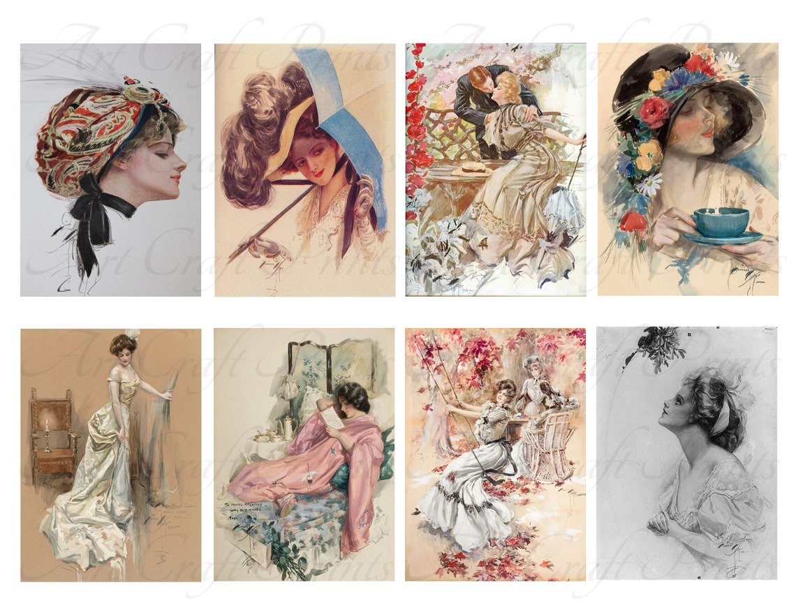 40 EPHEMERA WOMEN SET 2 Digital Collage Sheets Ephemera - Etsy