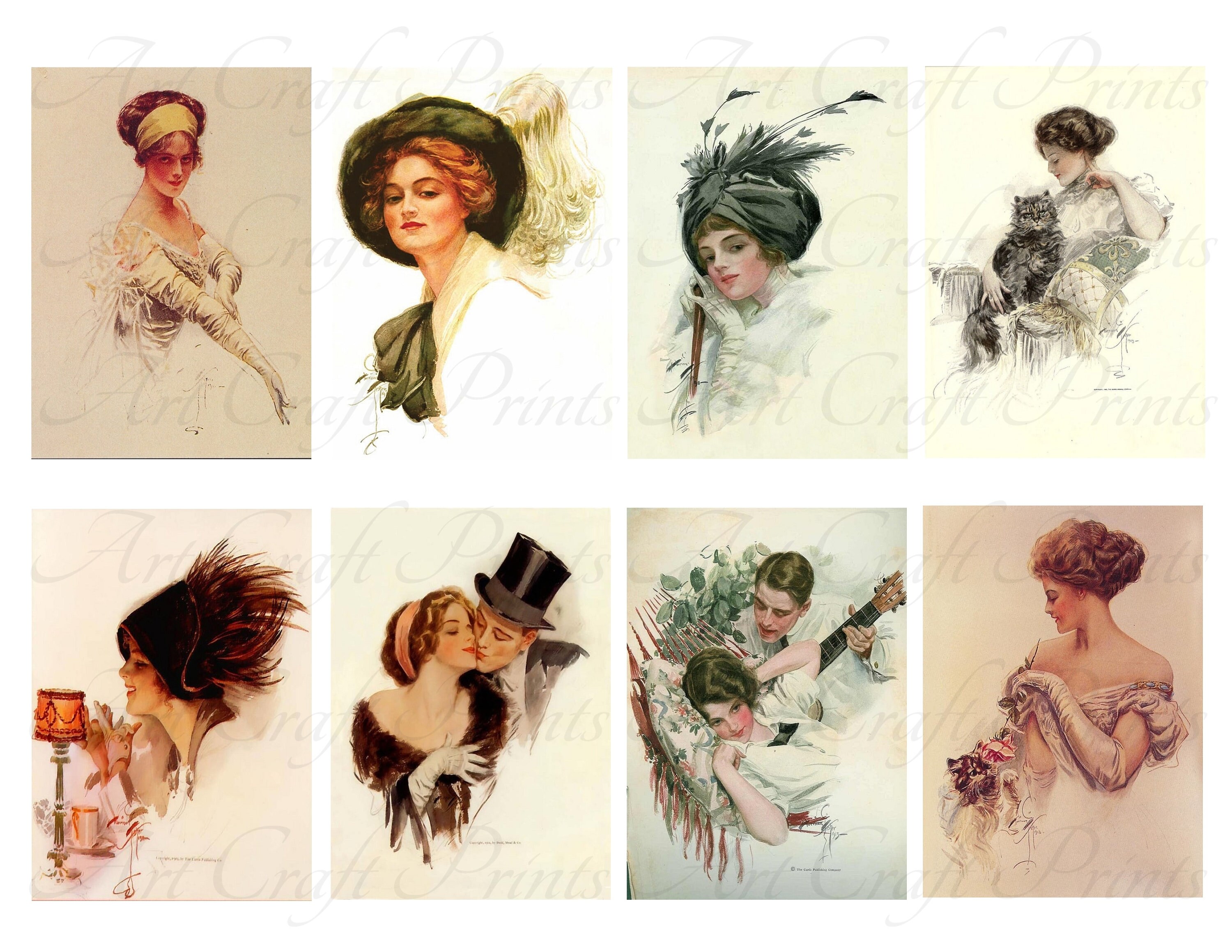 40 EPHEMERA WOMEN SET 2 Digital Collage Sheets Ephemera, Vintage Cards ...