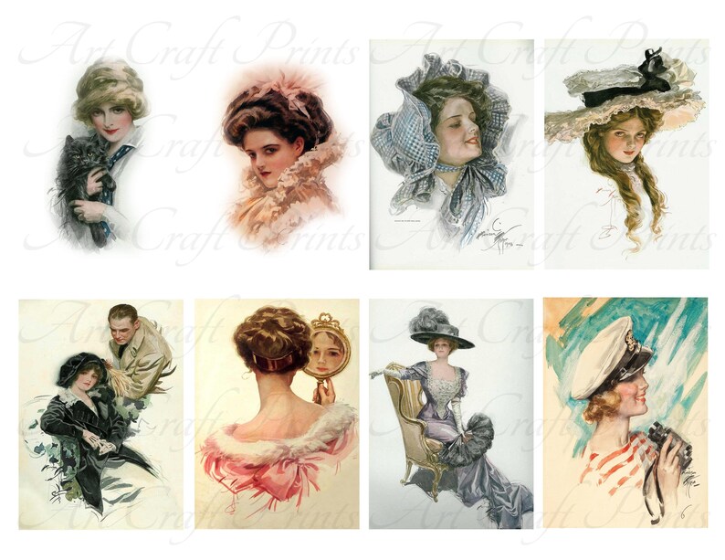 40 EPHEMERA WOMEN SET #1 - Digital Collage Sheets Ephemera, Vintage ...
