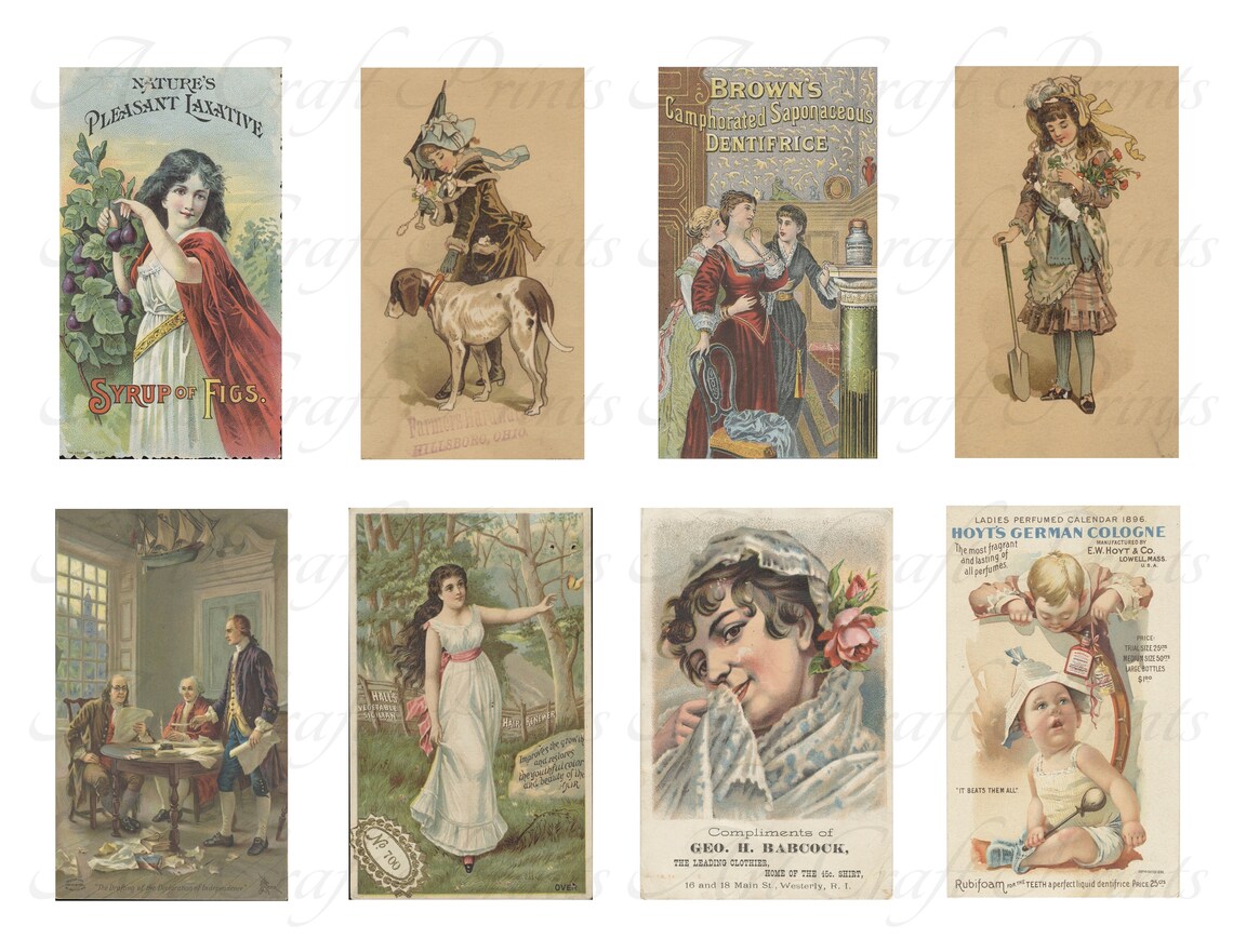 40 EPHEMERA CARDS SET 1 Digital Collage Sheets Ephemera - Etsy