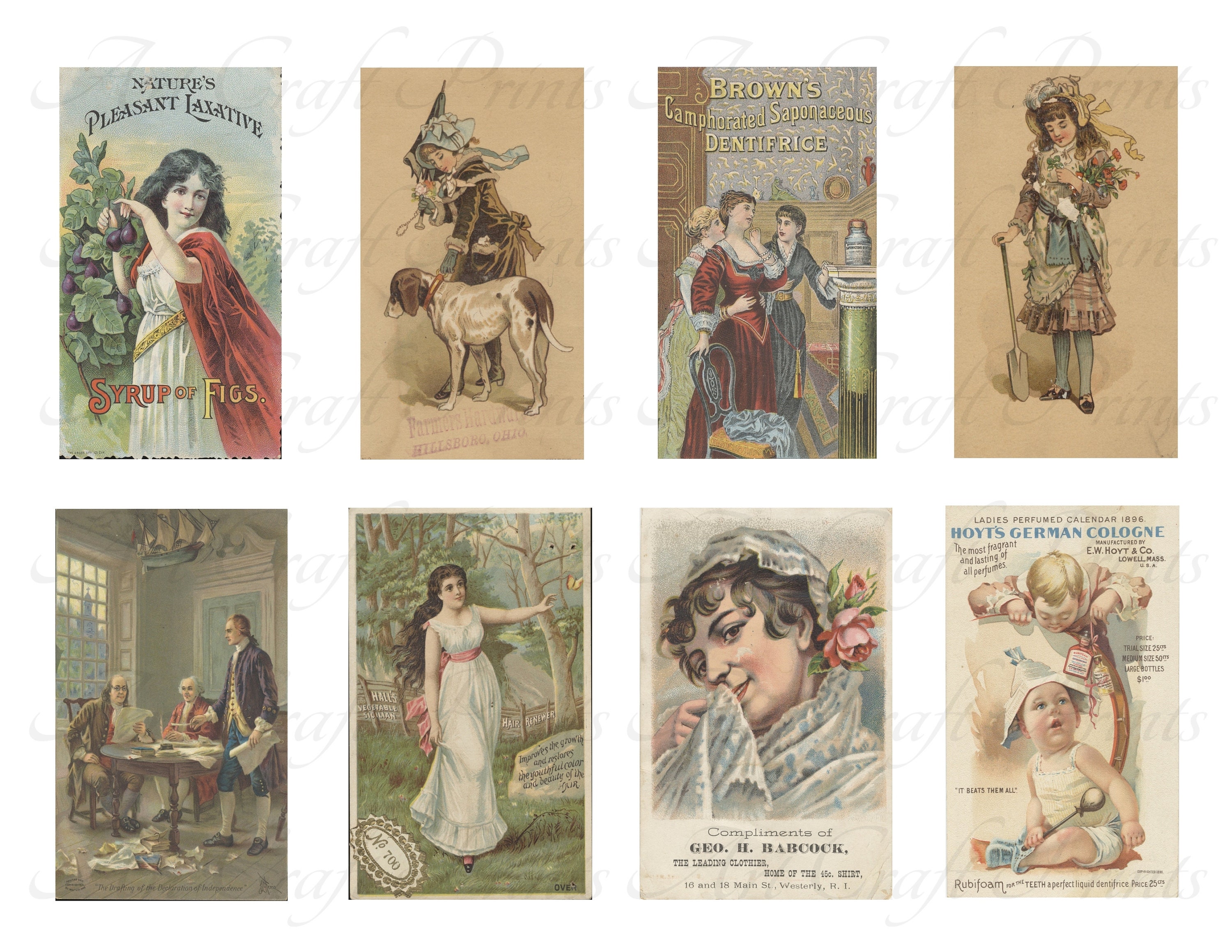 40 EPHEMERA CARDS SET #1 - Digital Collage Sheets Ephemera, Vintage ...