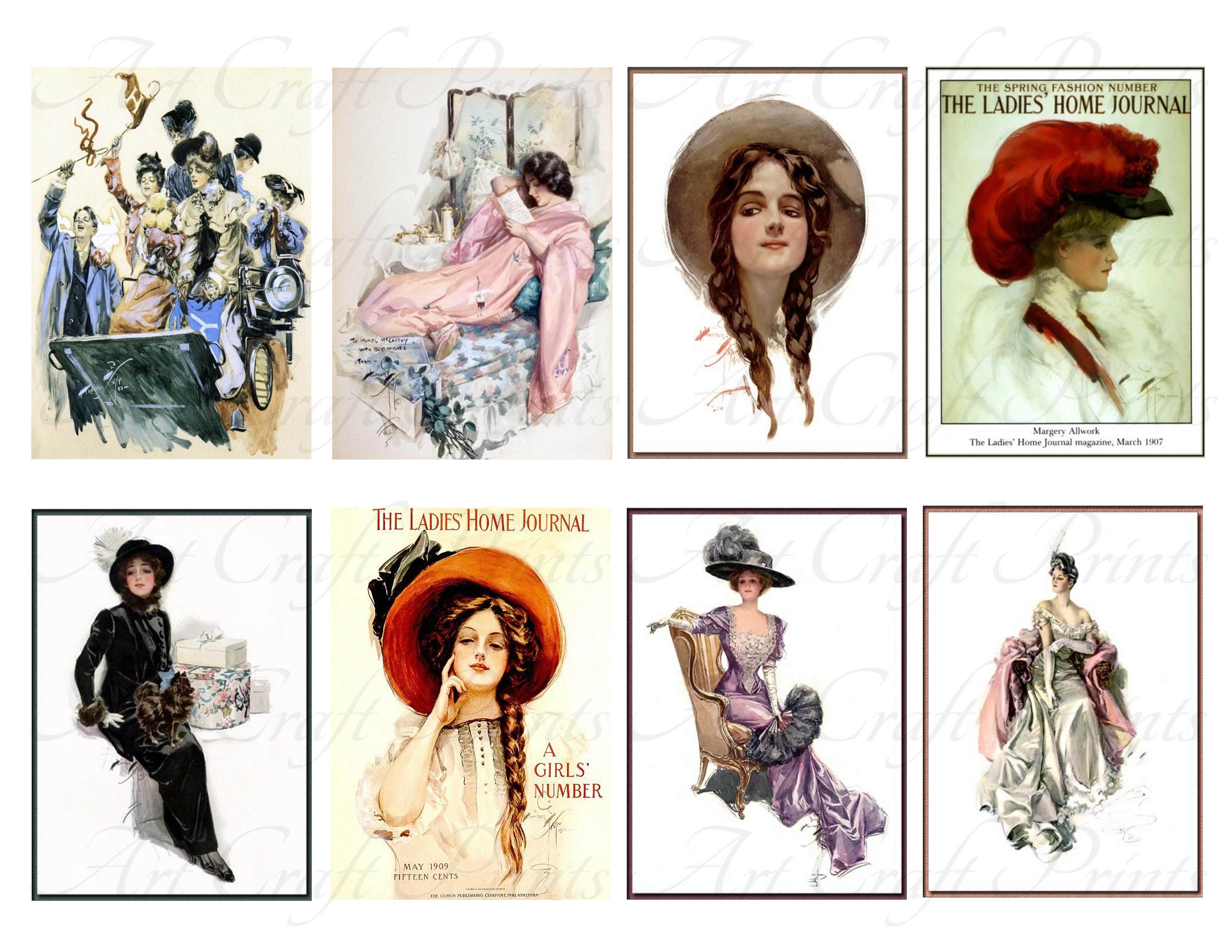 40 EPHEMERA WOMEN SET #1 - Digital Collage Sheets Ephemera, Vintage ...