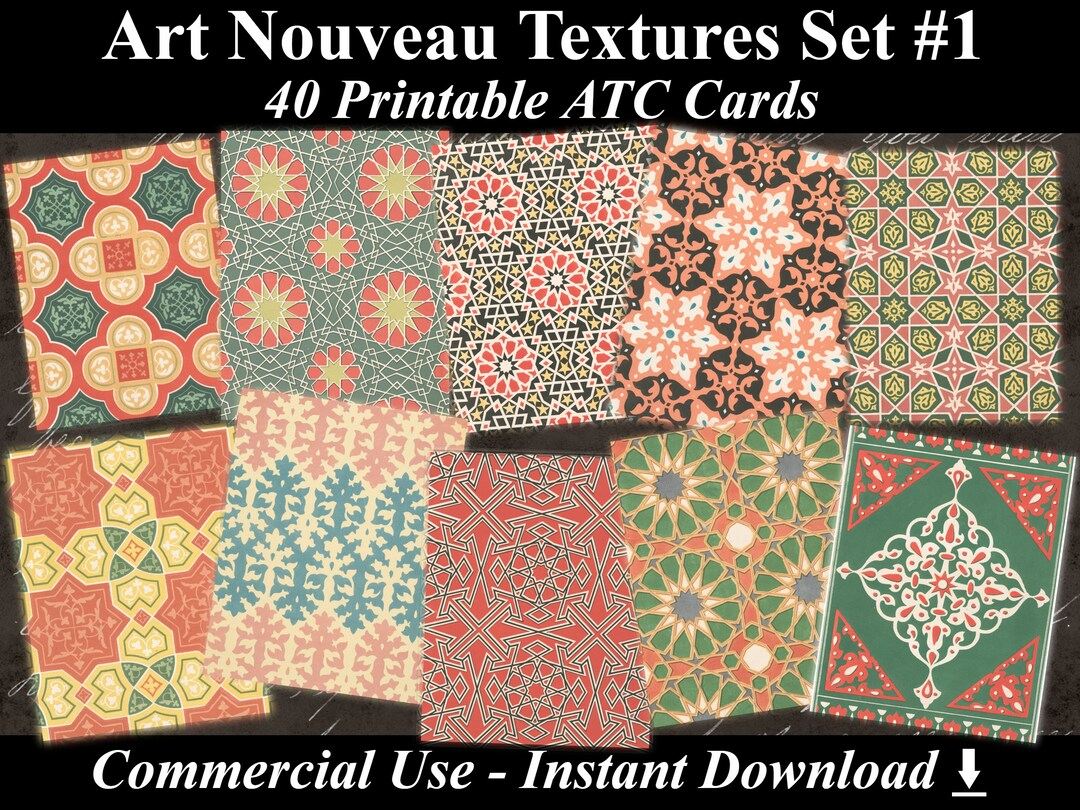 40 ART NOUVEAU Textures SET #1 - Digital Collage Sheets Textures ...