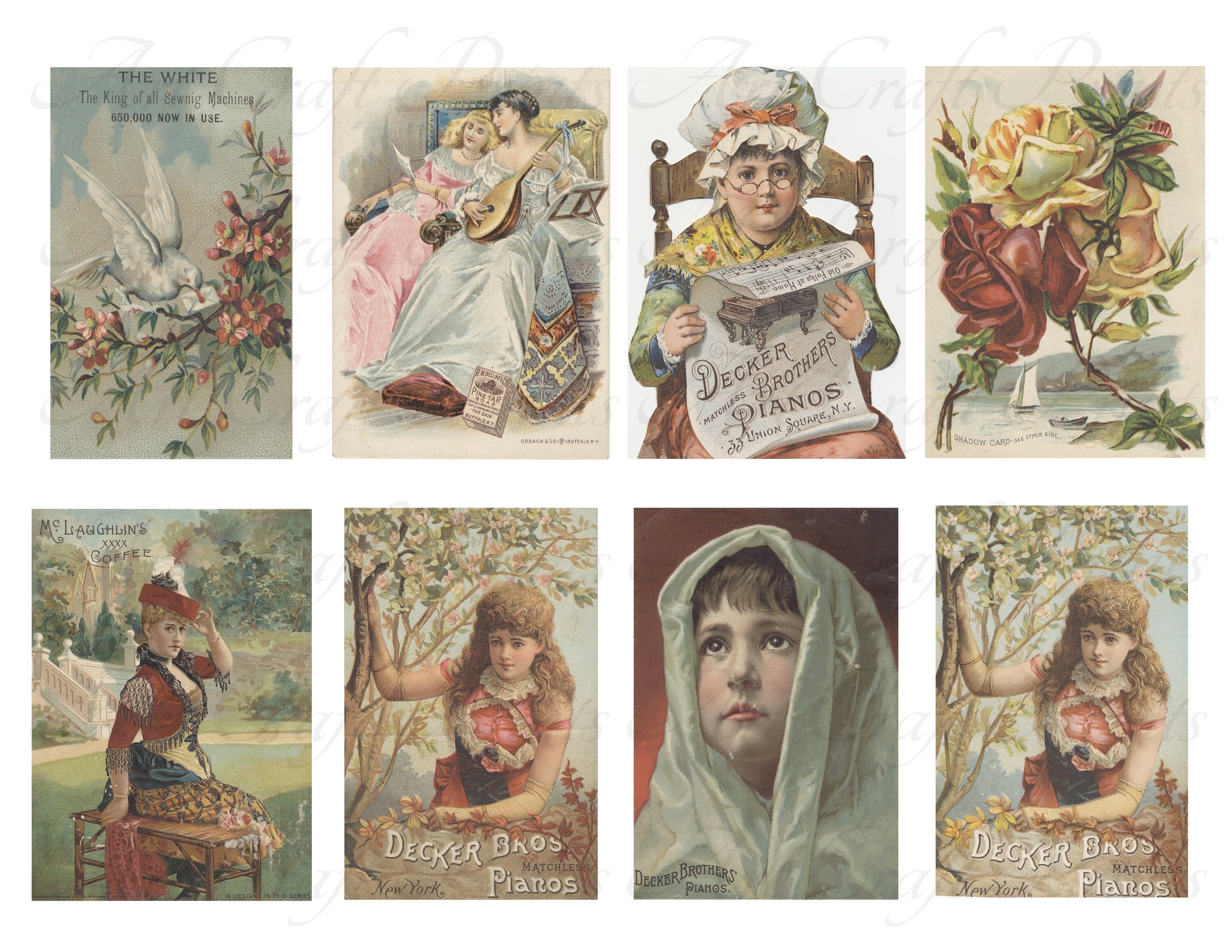 40 EPHEMERA CARDS SET 3 Digital Collage Sheets Ephemera - Etsy