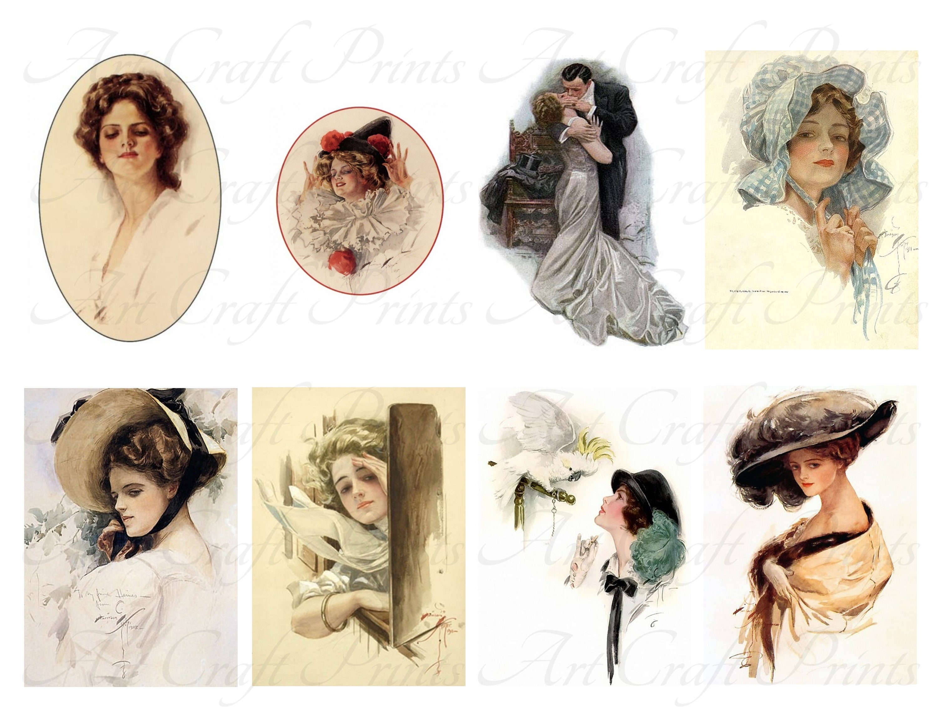 40 EPHEMERA WOMEN SET #1 - Digital Collage Sheets Ephemera, Vintage ...