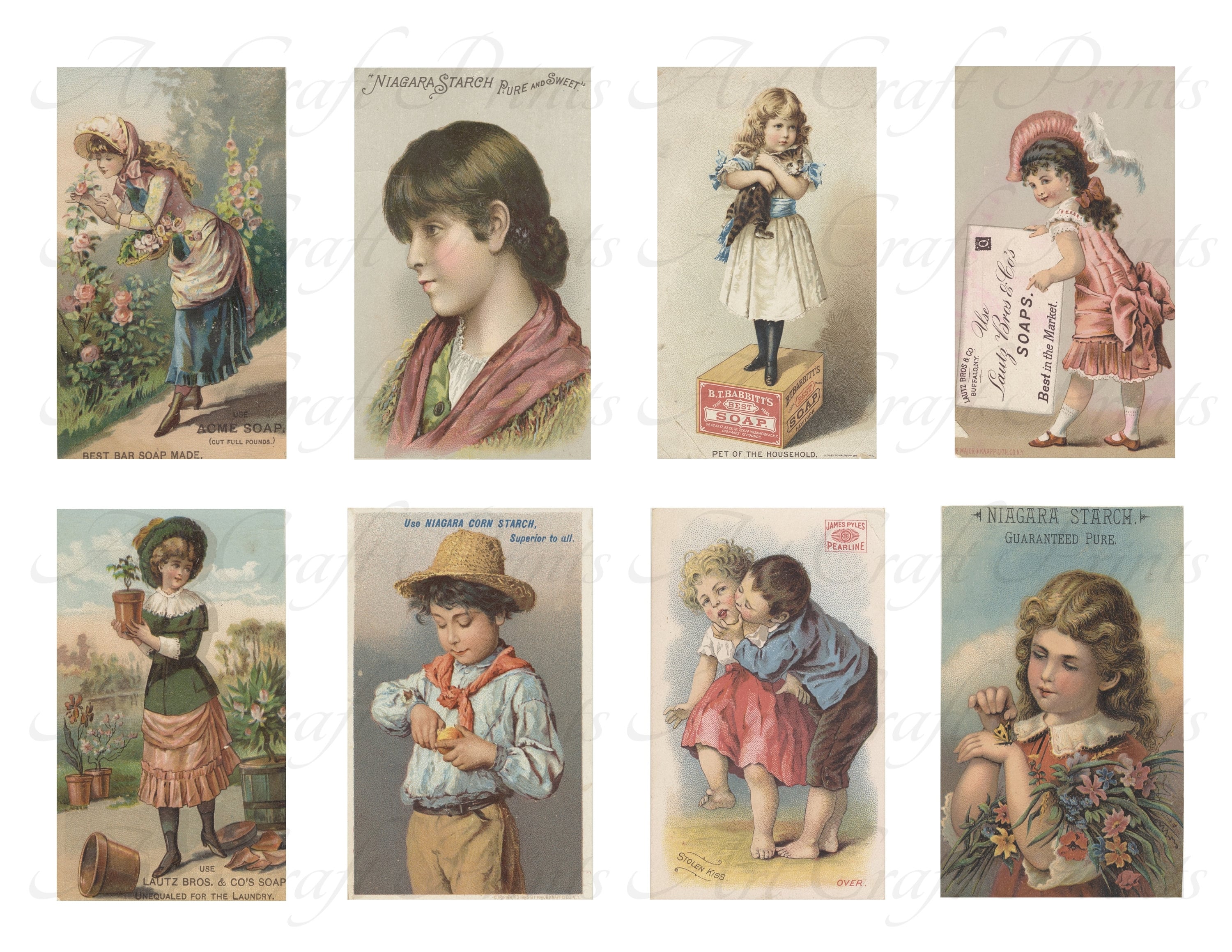 40 EPHEMERA CARDS SET #2 - Digital Collage Sheets Ephemera, Vintage ...