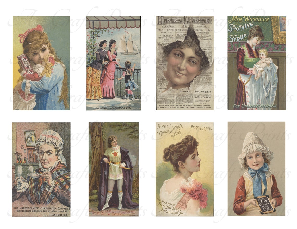 40 EPHEMERA CARDS SET 1 Digital Collage Sheets Ephemera - Etsy