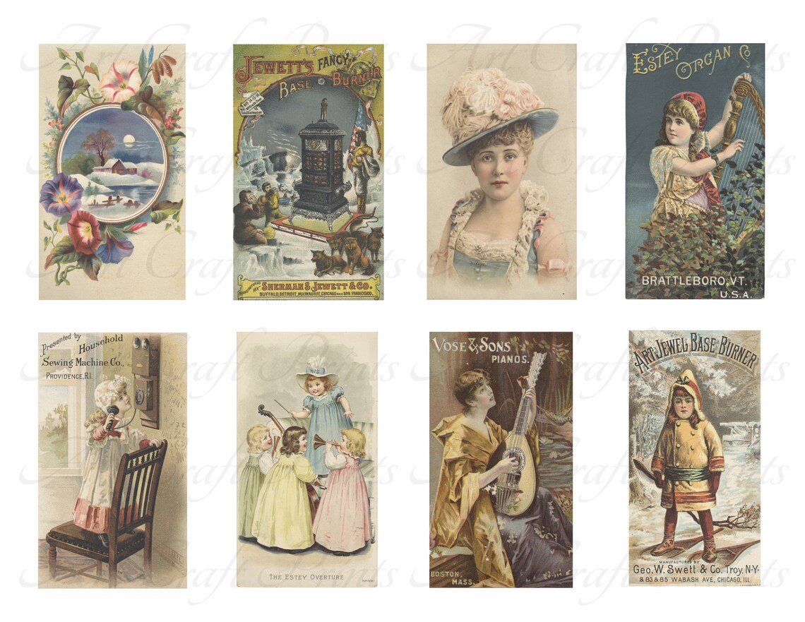 40 EPHEMERA CARDS SET 2 Digital Collage Sheets Ephemera, Vintage Cards ...