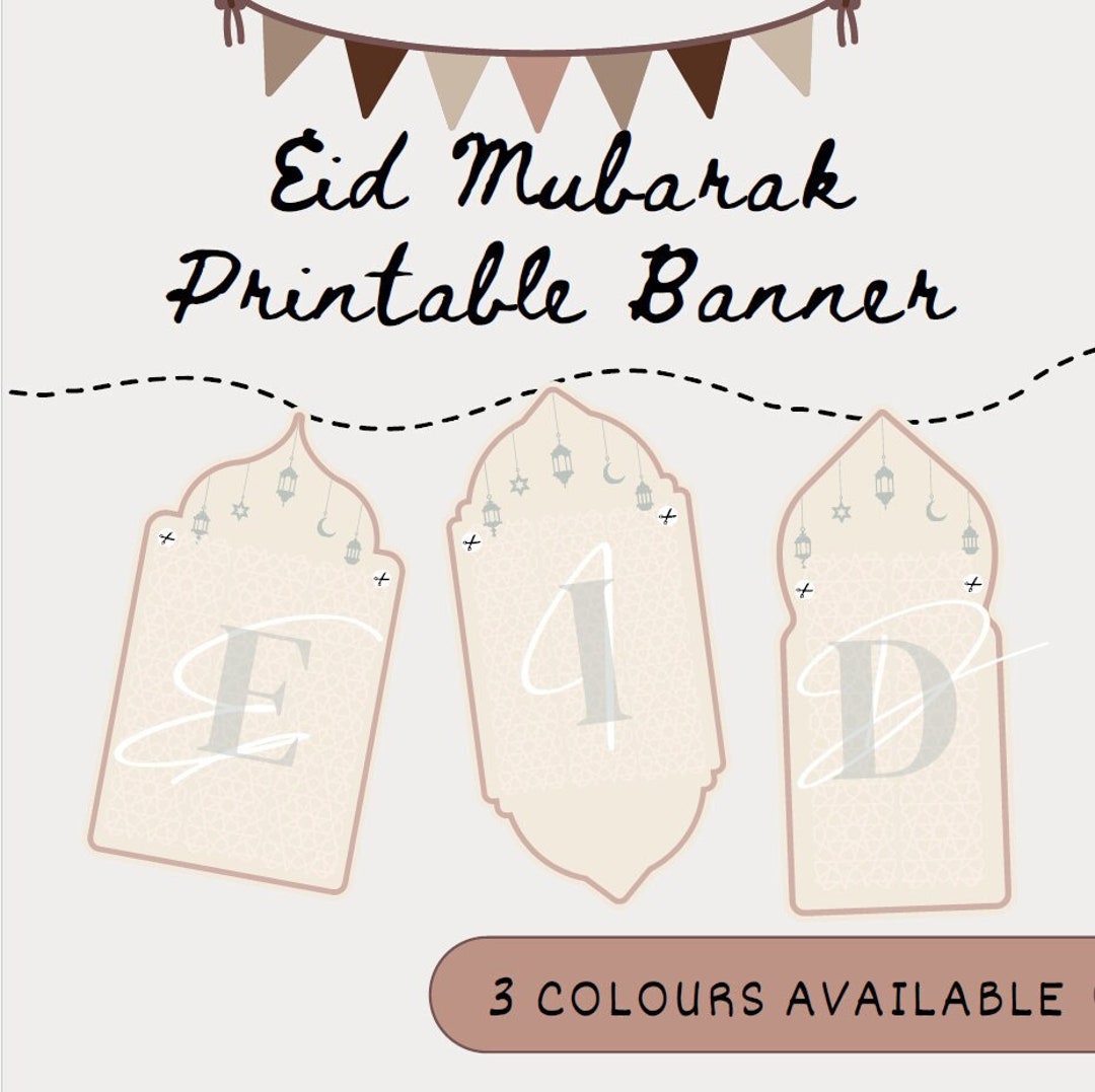 Eid Mubarak Printable Banner, Neutral, Instant Download - Etsy