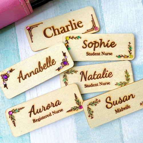 Personalized 3D Rainbow Wooden Name Tag Badge With Magnetic - Etsy