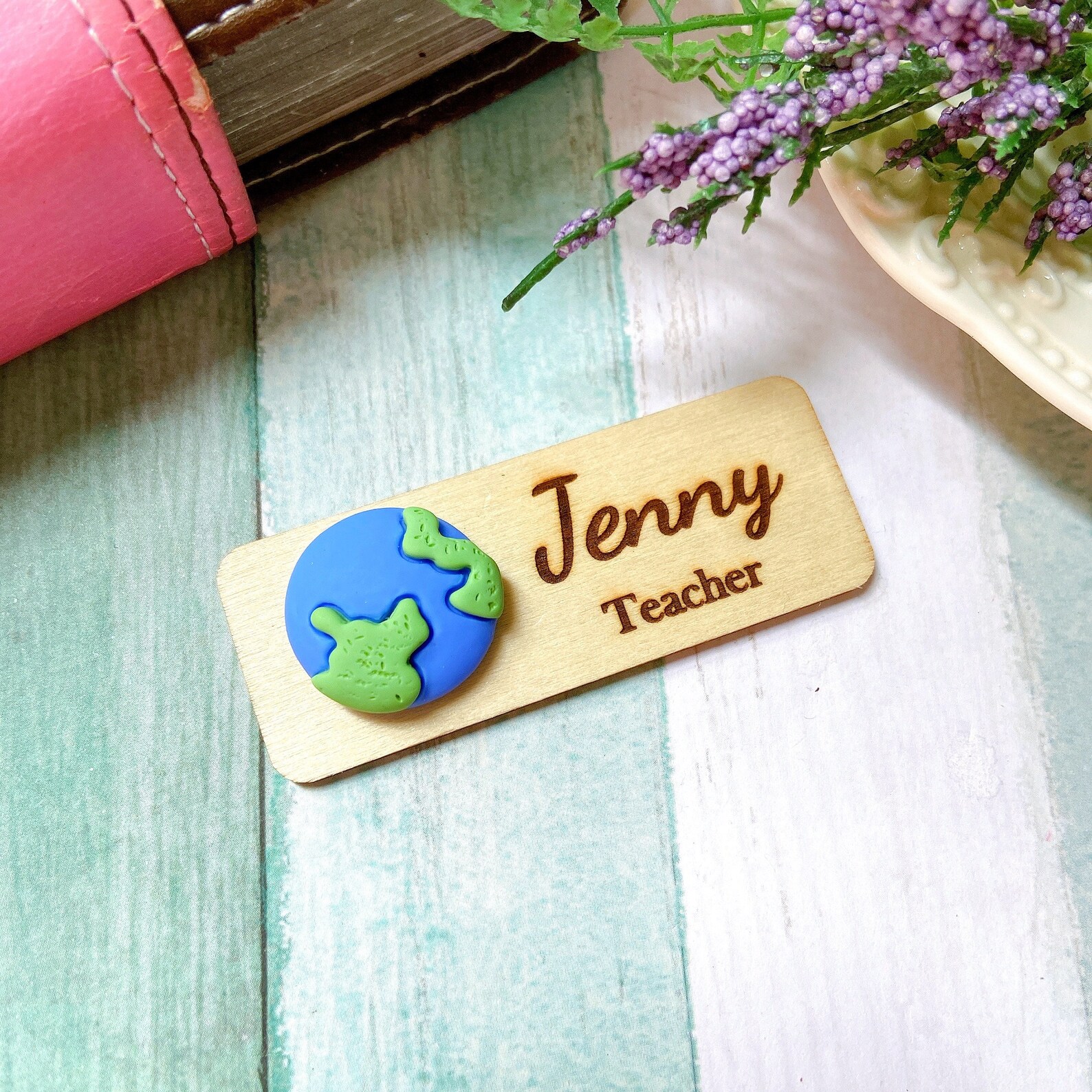 Galaxy Planet Personalized 3D Wooden Name Tag Badge With Magnetic ...