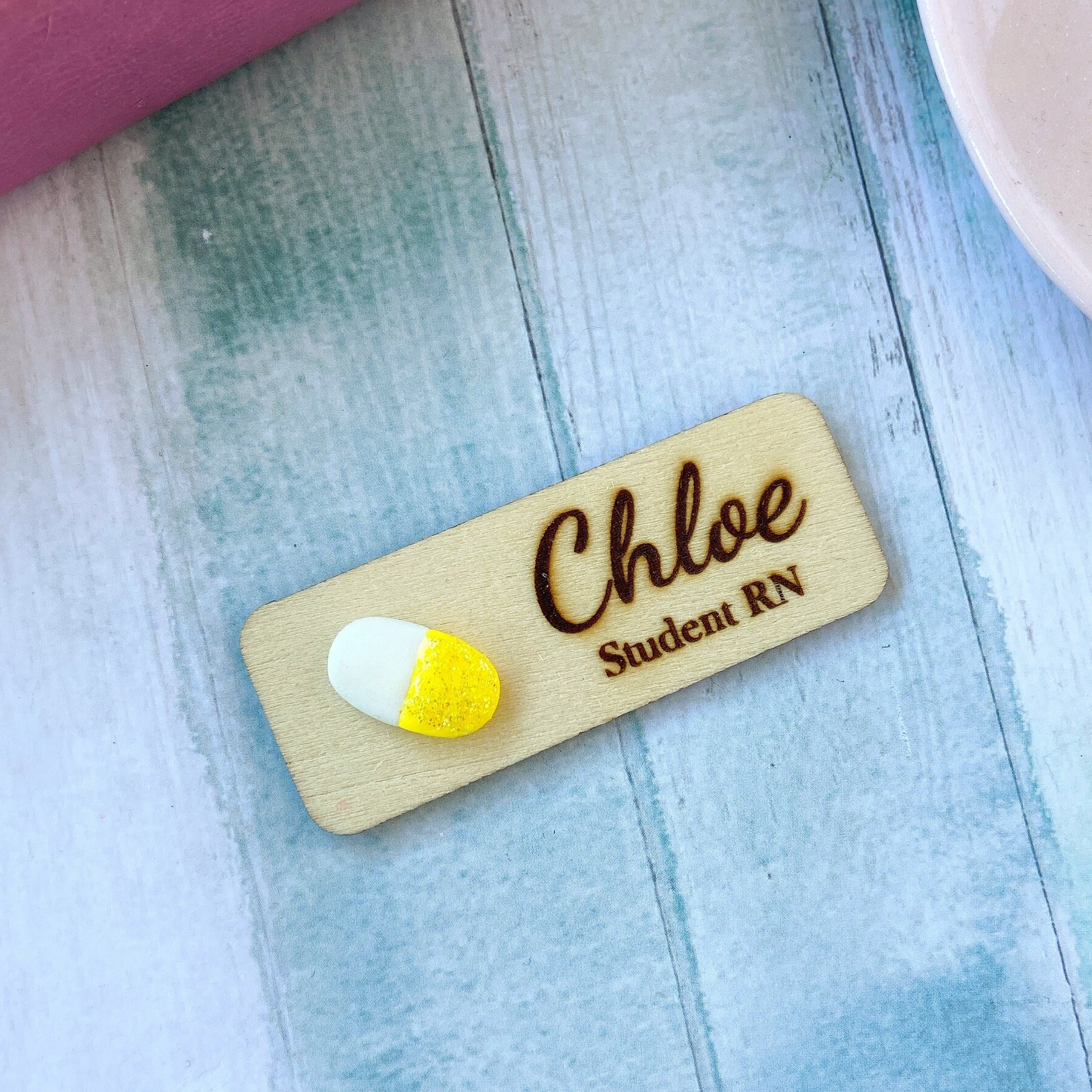 Personalized 3D Pill Wooden Nurse Name Tag With Magnetic Backing or Pin ...