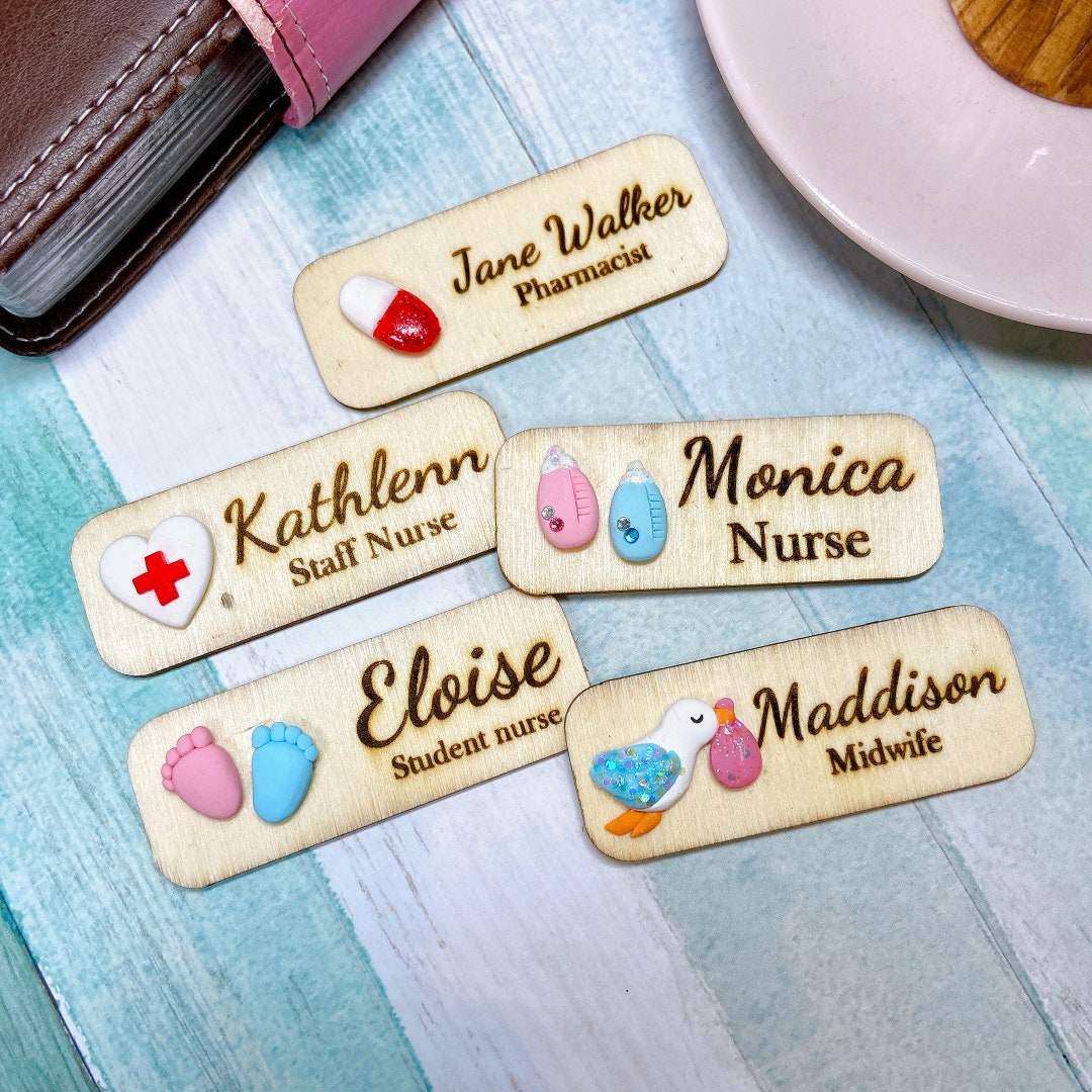 Personalized 3D Wooden Nurse Name Tag With Magnetic Backing or Pin ...