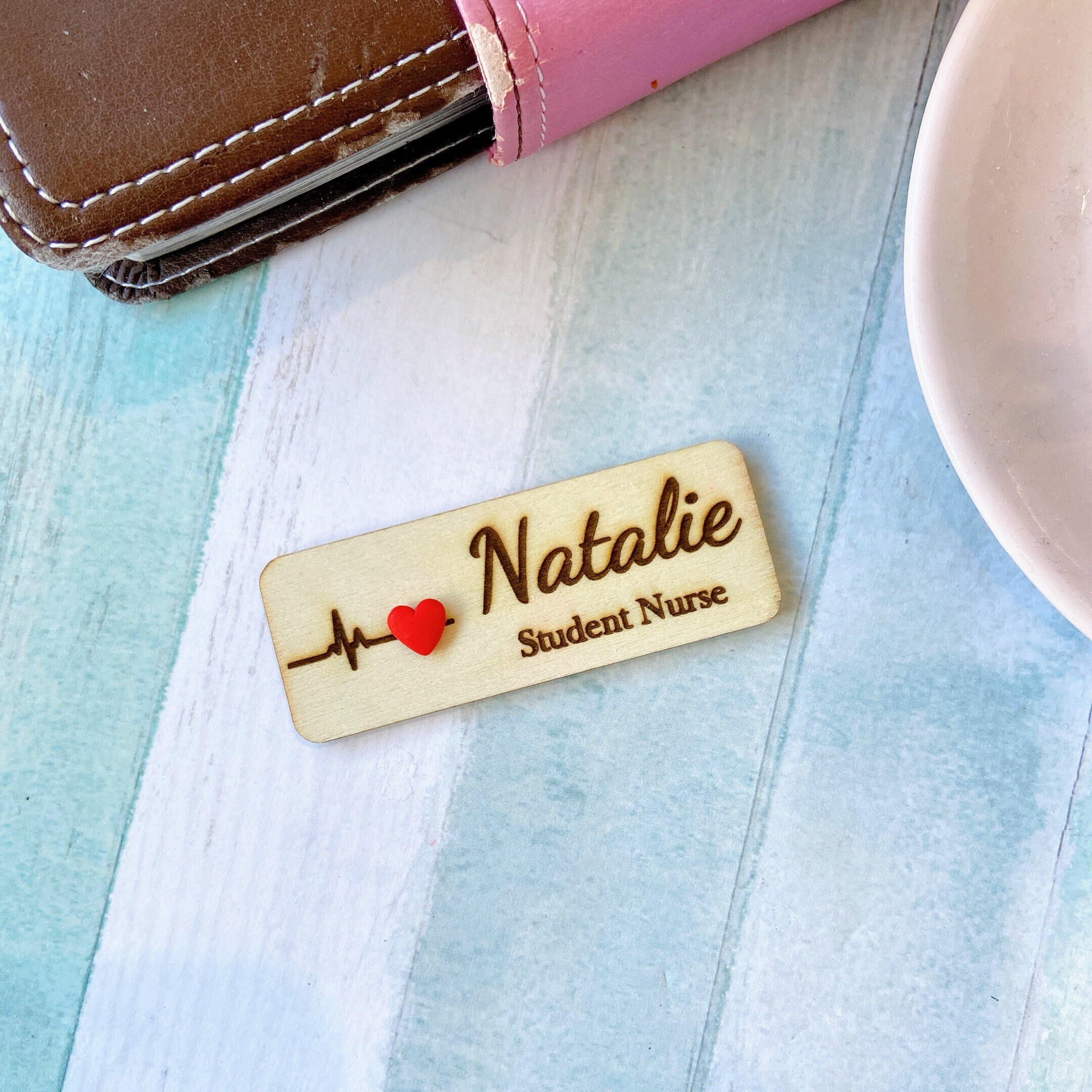 Nurse 3D Red Cross and Heart Beat Wooden Personalized Name Tag - Etsy